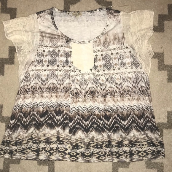 ONE WORLD | Tops | One World Short Flutter Sleeve Top Womens Plus Size ...